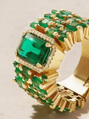 SUZANNE KALAN 18-karat Emerald And Diamond Ring - Gold