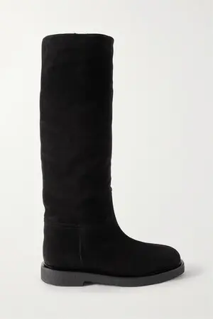 Legres Shearling-lined Suede Knee Boots - Black