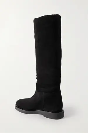 Legres Shearling-lined Suede Knee Boots - Black