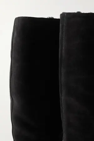 Legres Shearling-lined Suede Knee Boots - Black