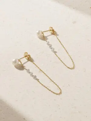 Mizuki 14-karat Pearl And Diamond Dangle Earrings - Gold