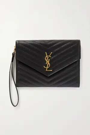 Saint Laurent Monogramme Textured-leather Pouch - Black