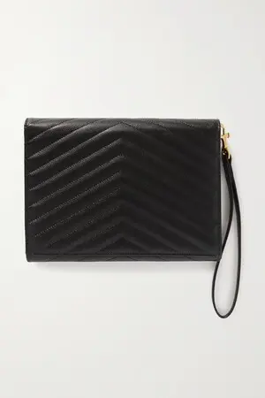 Saint Laurent Monogramme Textured-leather Pouch - Black