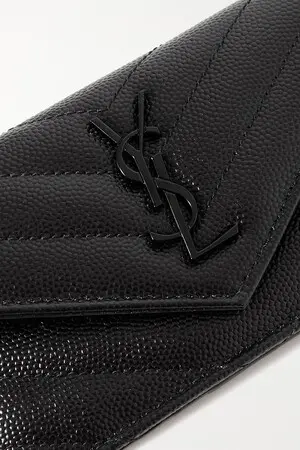 Saint Laurent Monogramme Quilted Textured-leather Wallet - Black
