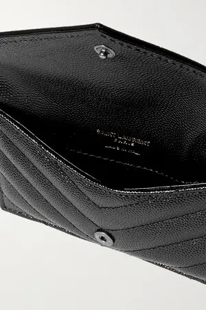 Saint Laurent Monogramme Quilted Textured-leather Wallet - Black