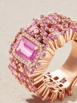 SUZANNE KALAN 18-karat Rose Sapphire And Diamond Ring - Gold