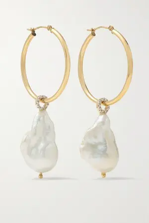 Mateo 14-karat Pearl And Diamond Earrings - Gold