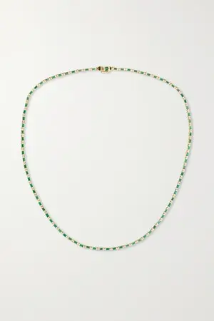 SUZANNE KALAN 18-karat Emerald Tennis Necklace - Gold