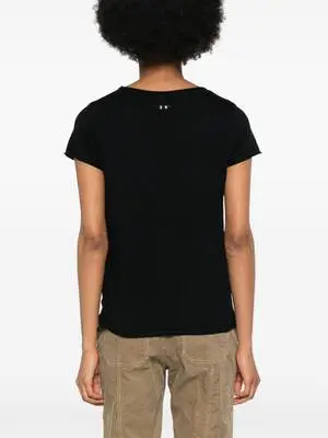 Zadig&Voltaire Organic Cotton Henley T-shirt With Diamante Wings - Black