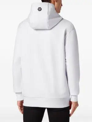 Philipp Plein Crystal-embellished Tiger-print Hoodie - White