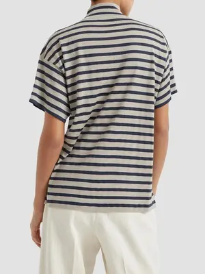 Brunello Cucinelli Cashmere And Silk Sparkling Stripe Turtleneck Sweater