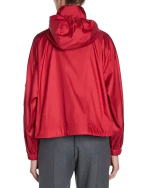 Moncler Hemar Short Parka Jacket With Concealed Hood - Jester Red