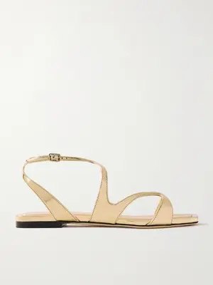 JIMMY CHOO Ayla Metallic Leather Sandals - Gold