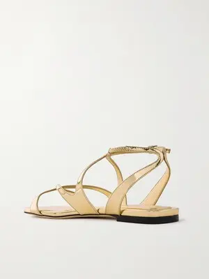 JIMMY CHOO Ayla Metallic Leather Sandals - Gold