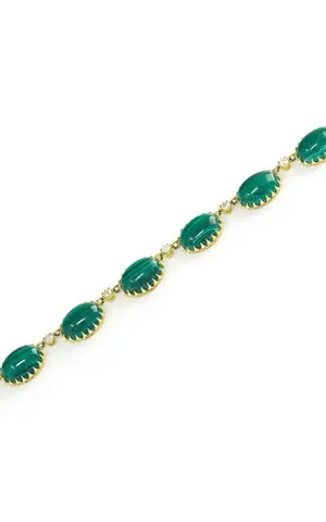 JENNA BLAKE 18k Yellow Gold Diamond And Malachite Necklace