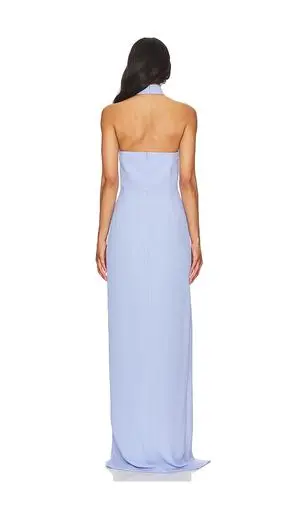 Amanda Uprichard Halterneck Maxi Gown With Slit - English Lavender