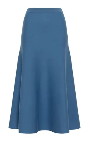 Gabriela Hearst Freddie Wool-Cashmere Midi Skirt Light Blue