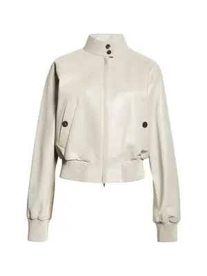 FERRAGAMO Leather Crop Bomber Jacket