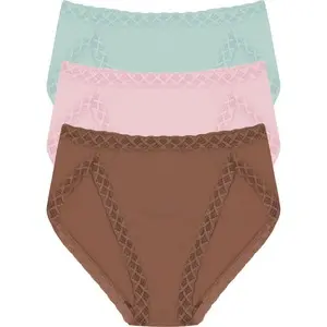 Natori Bliss Cotton French Cut Brief 3-pack Nutmeg/perfect Pink/meadow