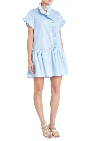 English Factory Ruffle Drop Waist Mini Dress