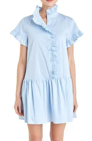 English Factory Ruffle Drop Waist Mini Dress
