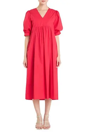 Puff Sleeve Midi Dresses