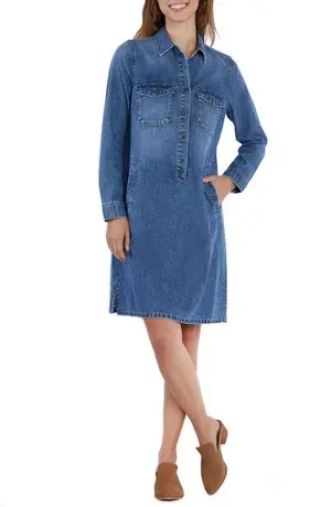 Wash Lab Denim Long Sleeve Day Dresses
