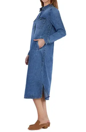 WASH LAB DENIM Long-sleeve Midi Shirtdress