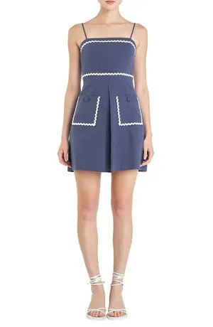 English Factory Rickrack Trim Mini Dress - Navy