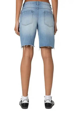 EDIKTED Riptide Ripped Denim Bermuda Shorts