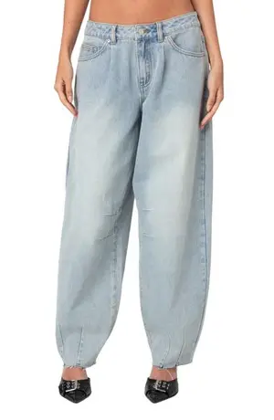 EDIKTED Baggy Low Rise Balloon Jeans - Light-blue