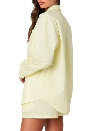 EDIKTED Pinstripe Oversize Shirt - Yellow