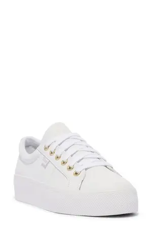 KEDS® Jump Kick Duo Platform Sneakers - White/gold Leather
