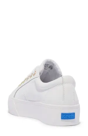 KEDS® Jump Kick Duo Platform Sneakers - White/gold Leather