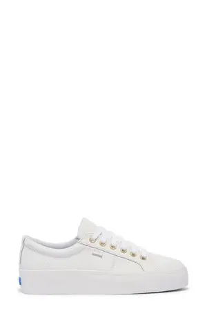 KEDS® Jump Kick Duo Platform Sneakers - White/gold Leather