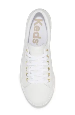 KEDS® Jump Kick Duo Platform Sneakers - White/gold Leather