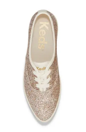 Keds® Point Glitter Platform Sneakers - Gold Glitter
