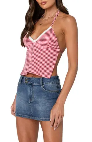 EDIKTED Charmaine Gingham Halter Top