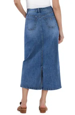 WASH LAB DENIM Patchwork Midi Skirt