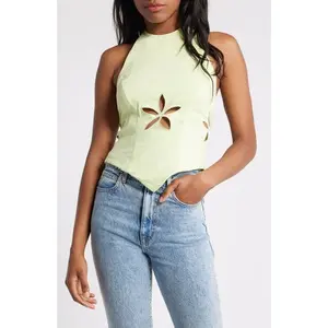 MISTRESS ROCKS Floral Cutout Halter Top