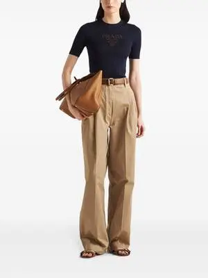 Prada Logo-jacquard Silk Top - Blue