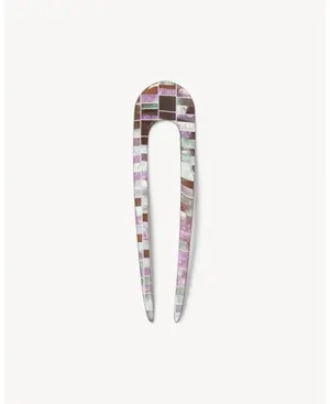 MACHETE Machete French Hair Pin Brown Shell Checker