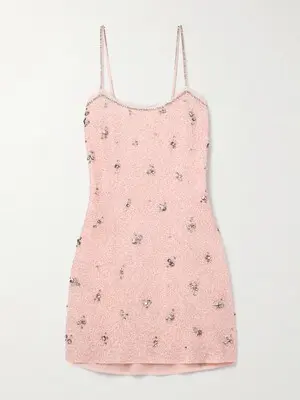 LoveShackFancy Windson Chiffon-trimmed Embellished Crepe Mini Dress