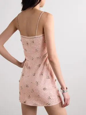 LoveShackFancy Windson Chiffon-trimmed Embellished Crepe Mini Dress