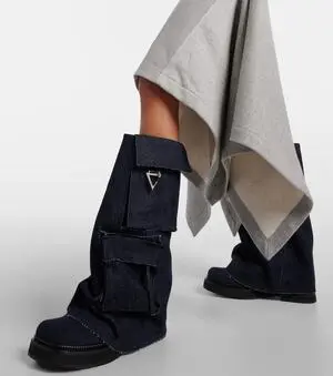 Attico Robin Denim Combat Boots - Blue