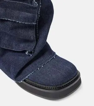 Attico Robin Denim Combat Boots - Blue