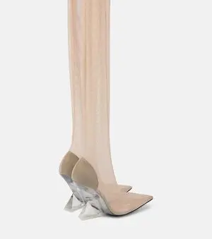 Attico Cheopissima Over-the-knee Mesh Boots - Beige
