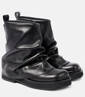 Attico Robin Leather Ankle Boots - Black