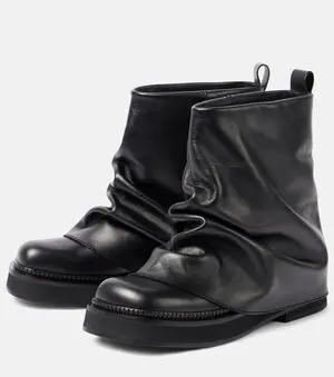 Attico Robin Leather Ankle Boots - Black