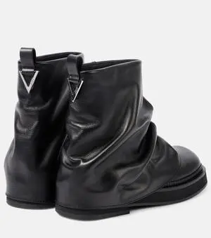 Attico Robin Leather Ankle Boots - Black